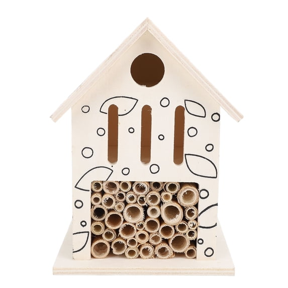 Wooden Bee House Tube Bee Hotel Hanging Safe Solitary Hive Mason ...