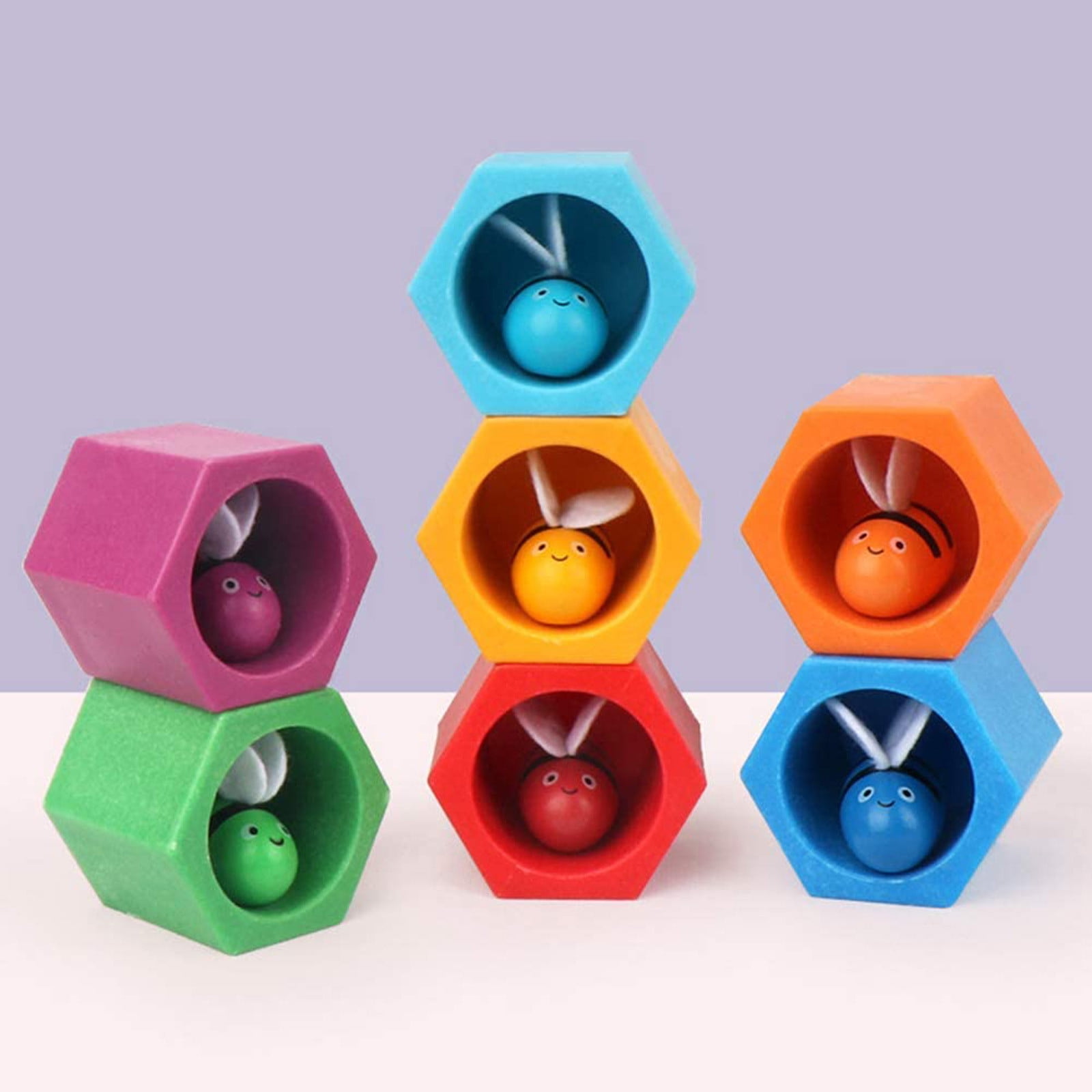 Wooden Beehive Board Clipping Bee Color Cognition Game Interactive Kids ...