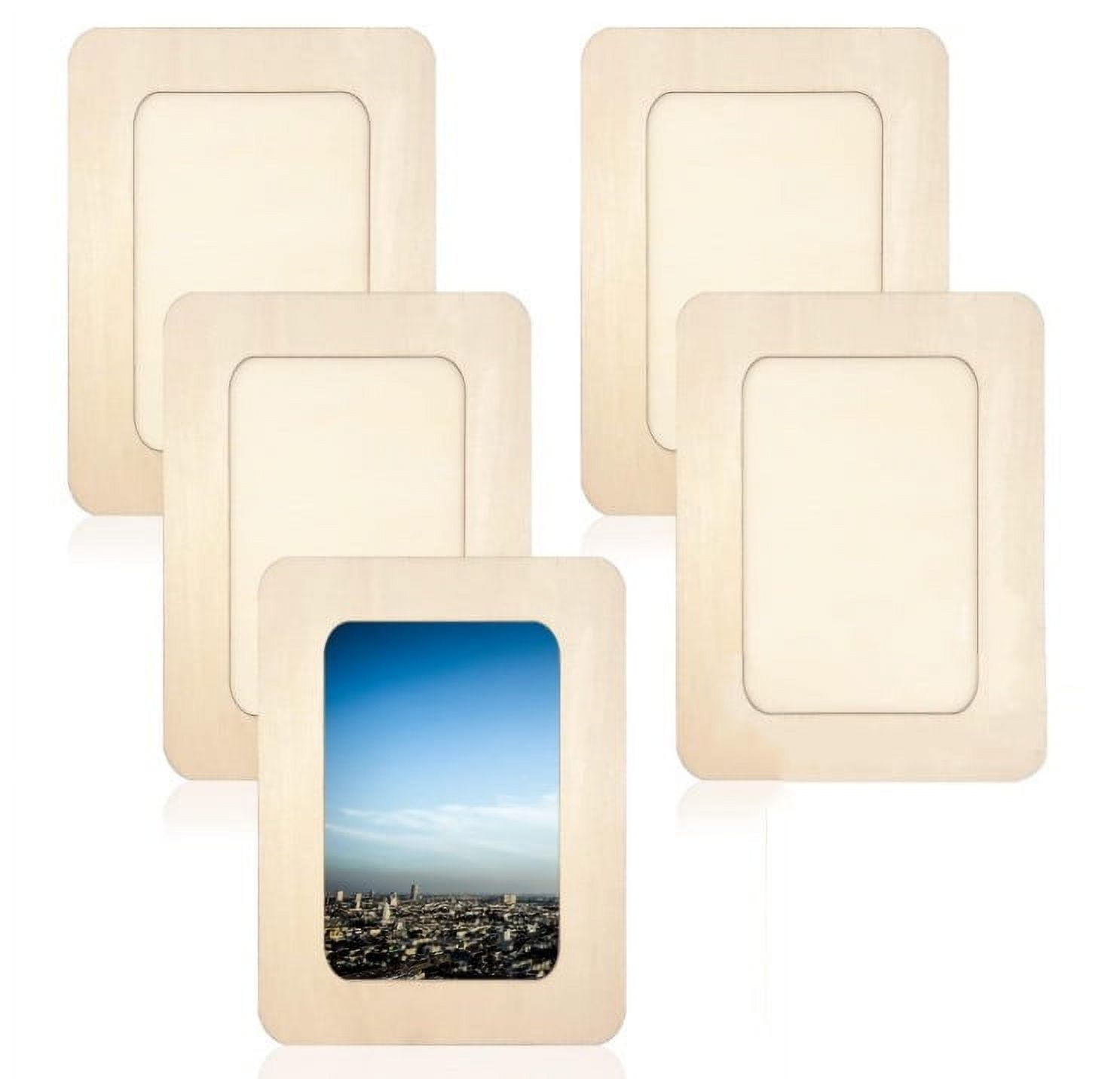 Wooden Beige Frames for 4" x 6" Photos,5 Pcs Blank Unfinished Picture ...