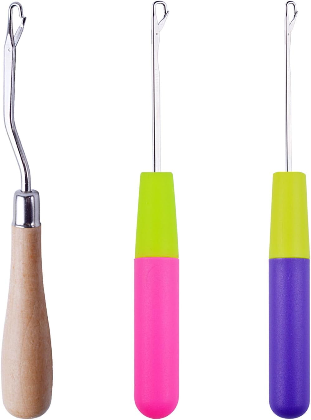 Wooden Bent Latch Hook Tool and Plastic Latch Hook Crochet Needle, Set ...