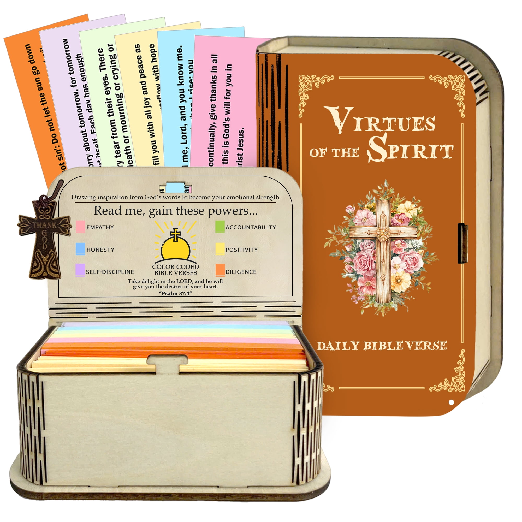 Wooden Bible Verse Box for Spiritual Growth, Virtues of the Spirit ...