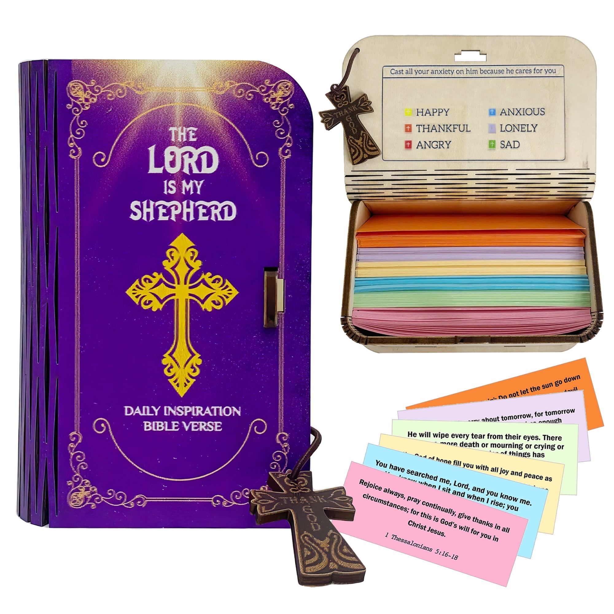 Wooden Bible Verse Box, The Lord is My Shepherd, Scripture Prayer Cards ...