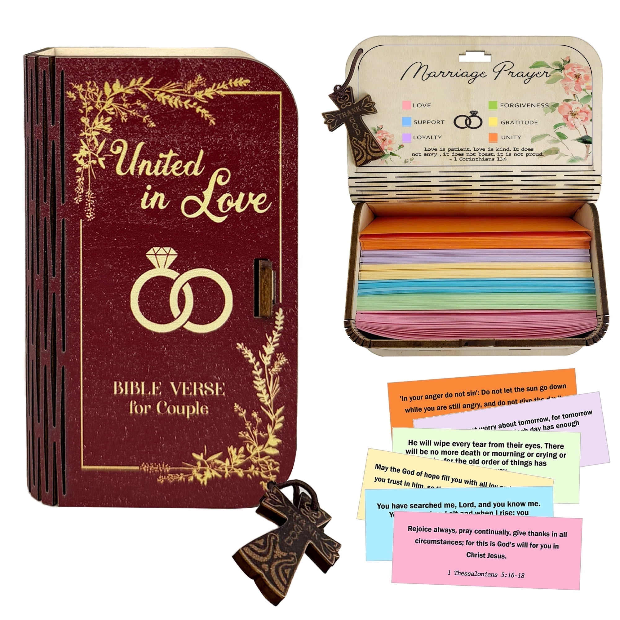 Wooden Bible Verse Box for Couples Marriage Prayer, Faith-Based ...