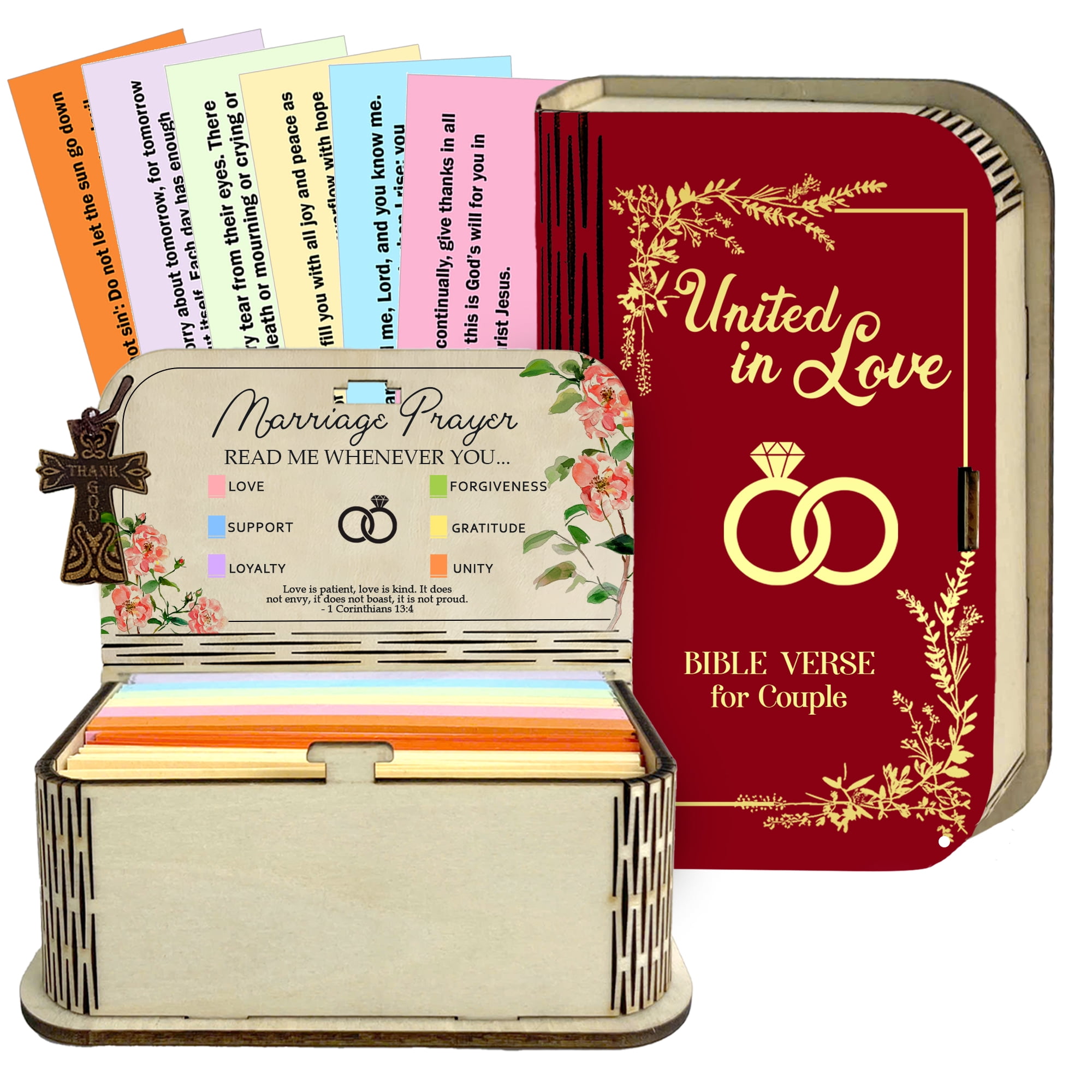 Wooden Bible Verse Box for Couples Marriage Prayer, Faith-Based ...