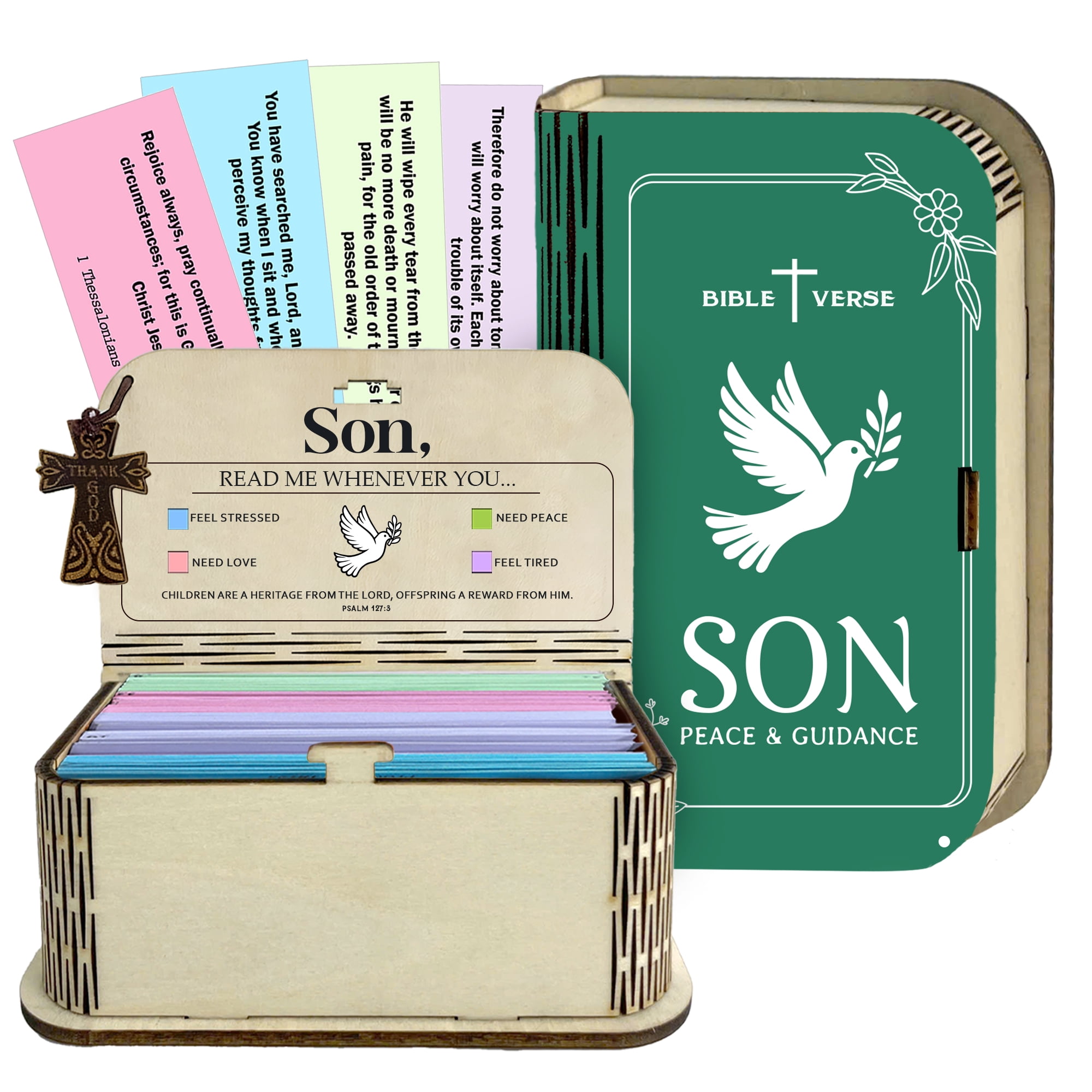 Wooden Bible Verse Box for Son, Wooden Scripture Box for Boys & Men ...