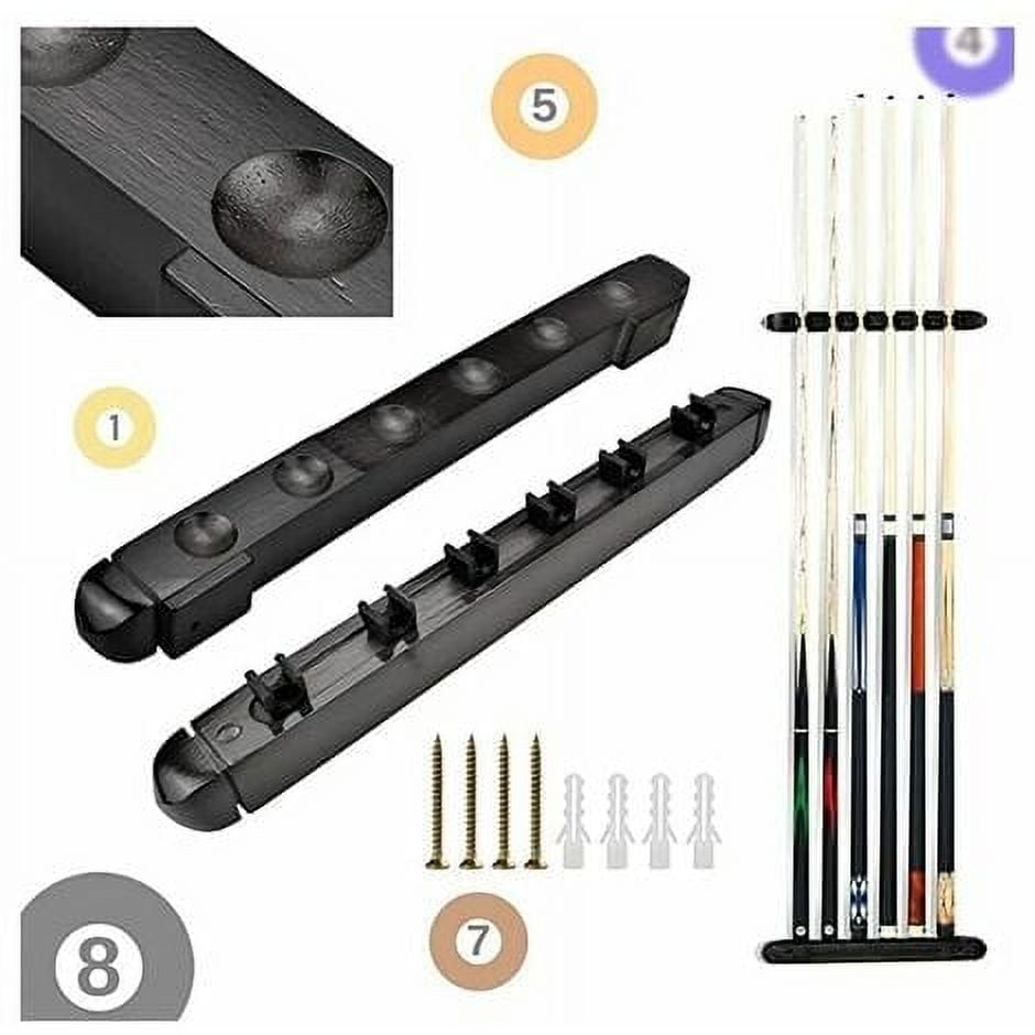 TuseyRxln Wooden Billiard Cue Rack 6 Cue Billiard Rack Wall Mounted ...