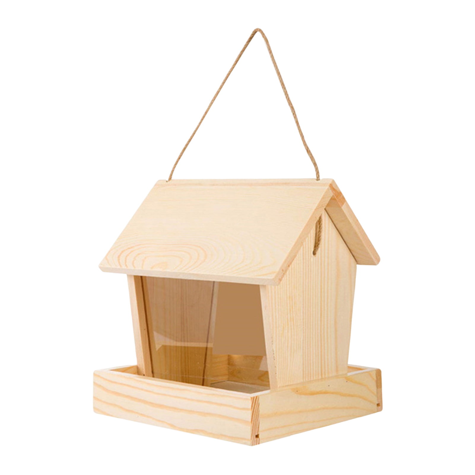 Wooden Bird Feeder Outside Hanging Wild Bird Feeder House Squirrel ...