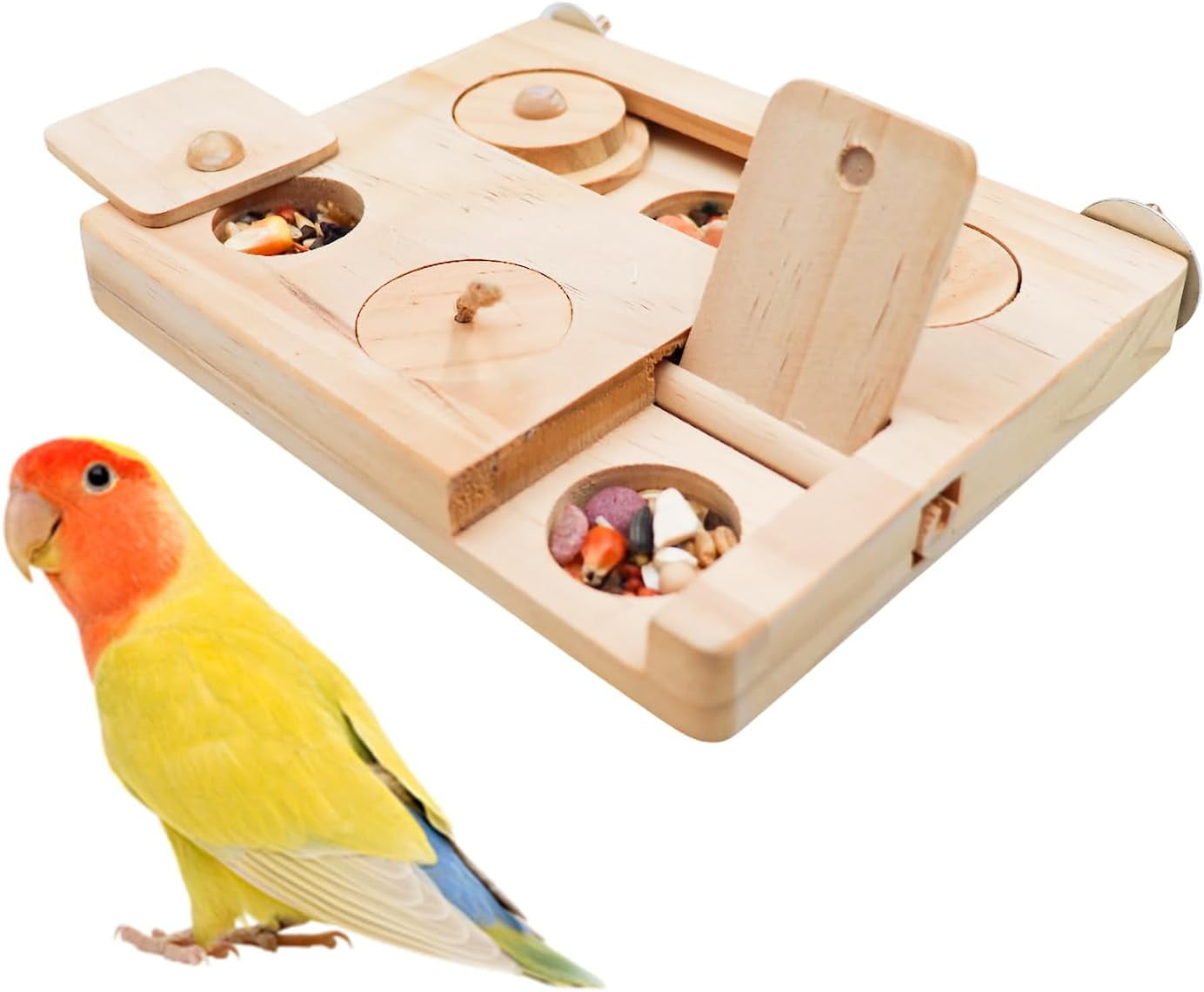 Wooden Bird Foraging Puzzle – Interactive Food Challenge Toy with ...