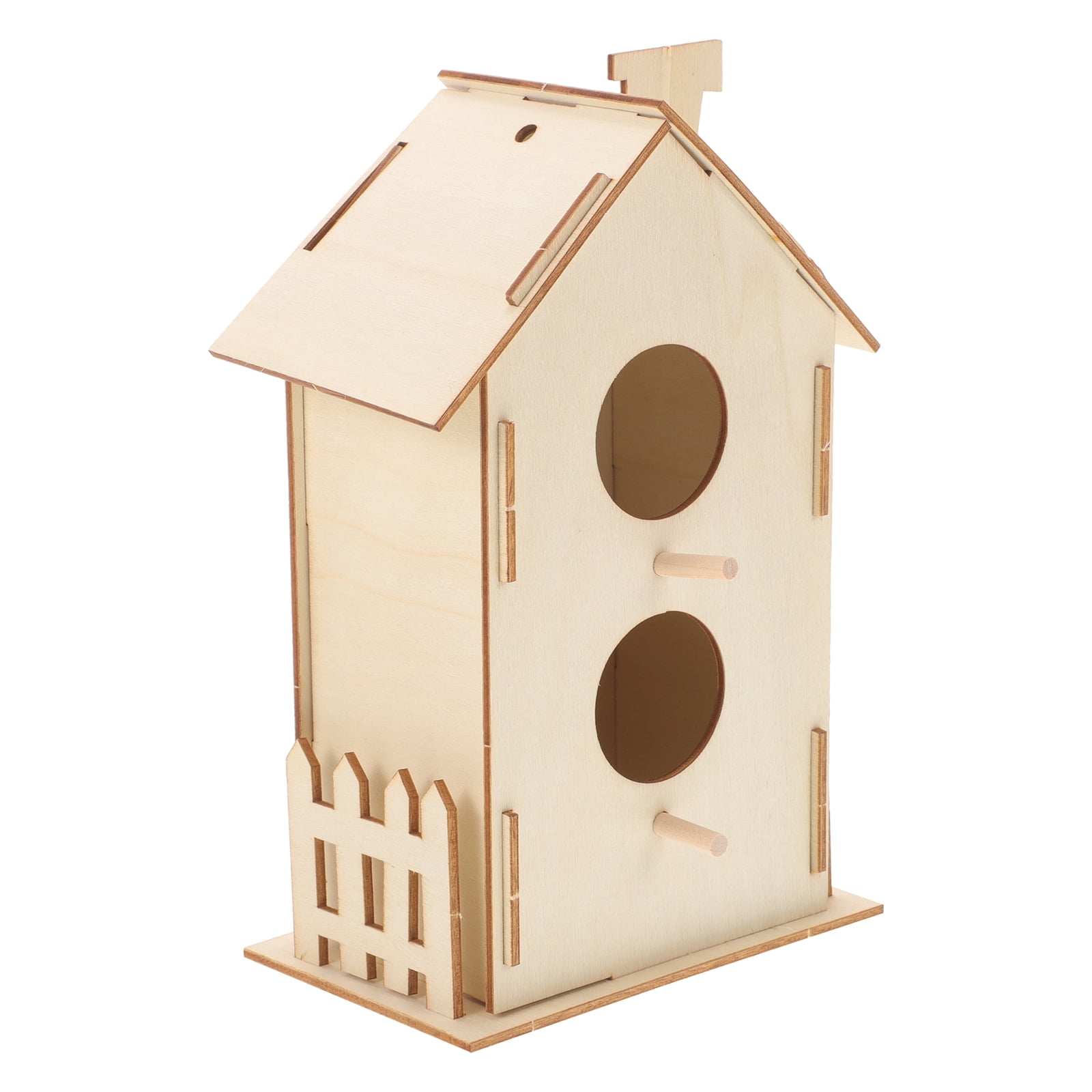 Wooden Bird House Toy Miniature Toys Hand Painting DIY Unpainted Craft ...