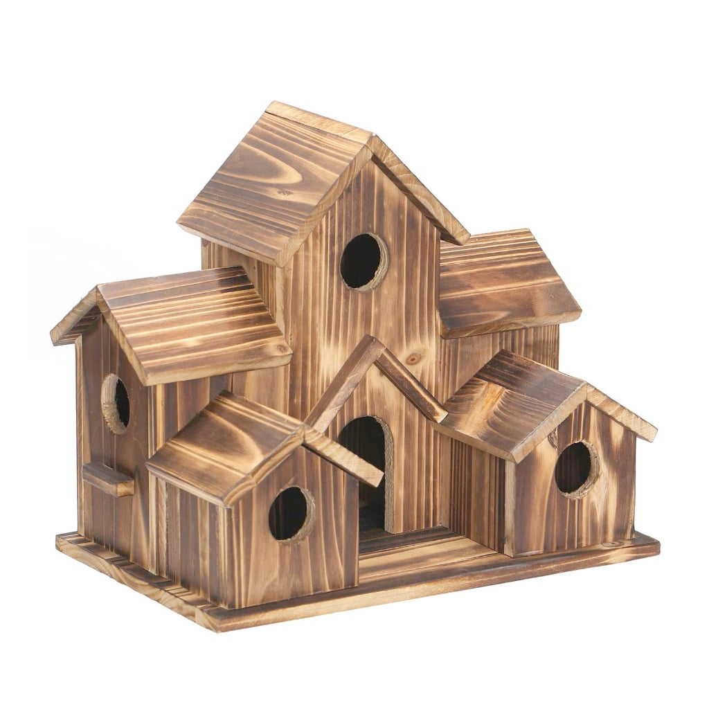 Wooden Bird Houses Wild Bird Home Small Bird House for Outside Garden 6 ...