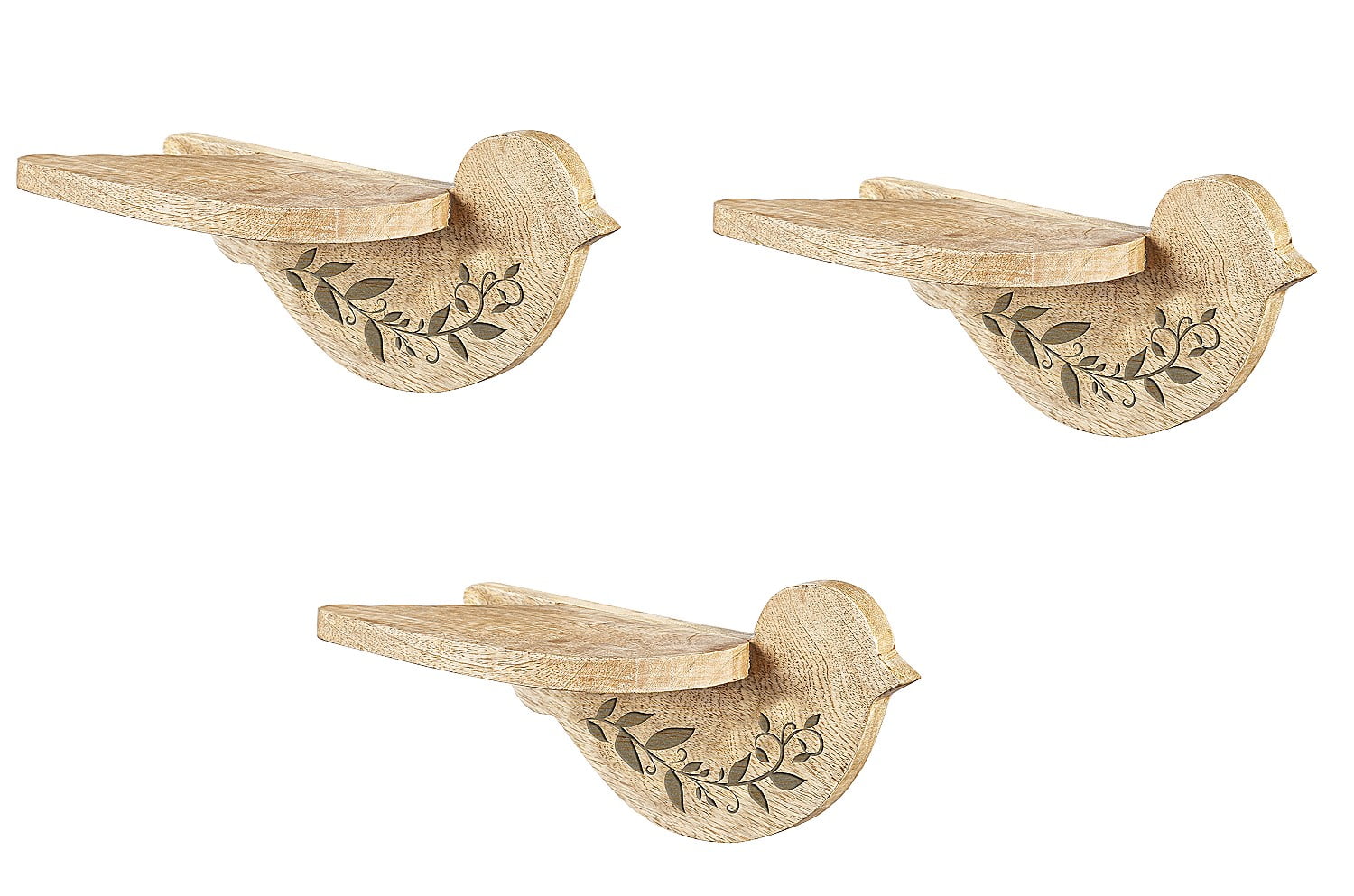 Wooden Bird-Shaped Wall Shelves, Set of 3 - Walmart.com