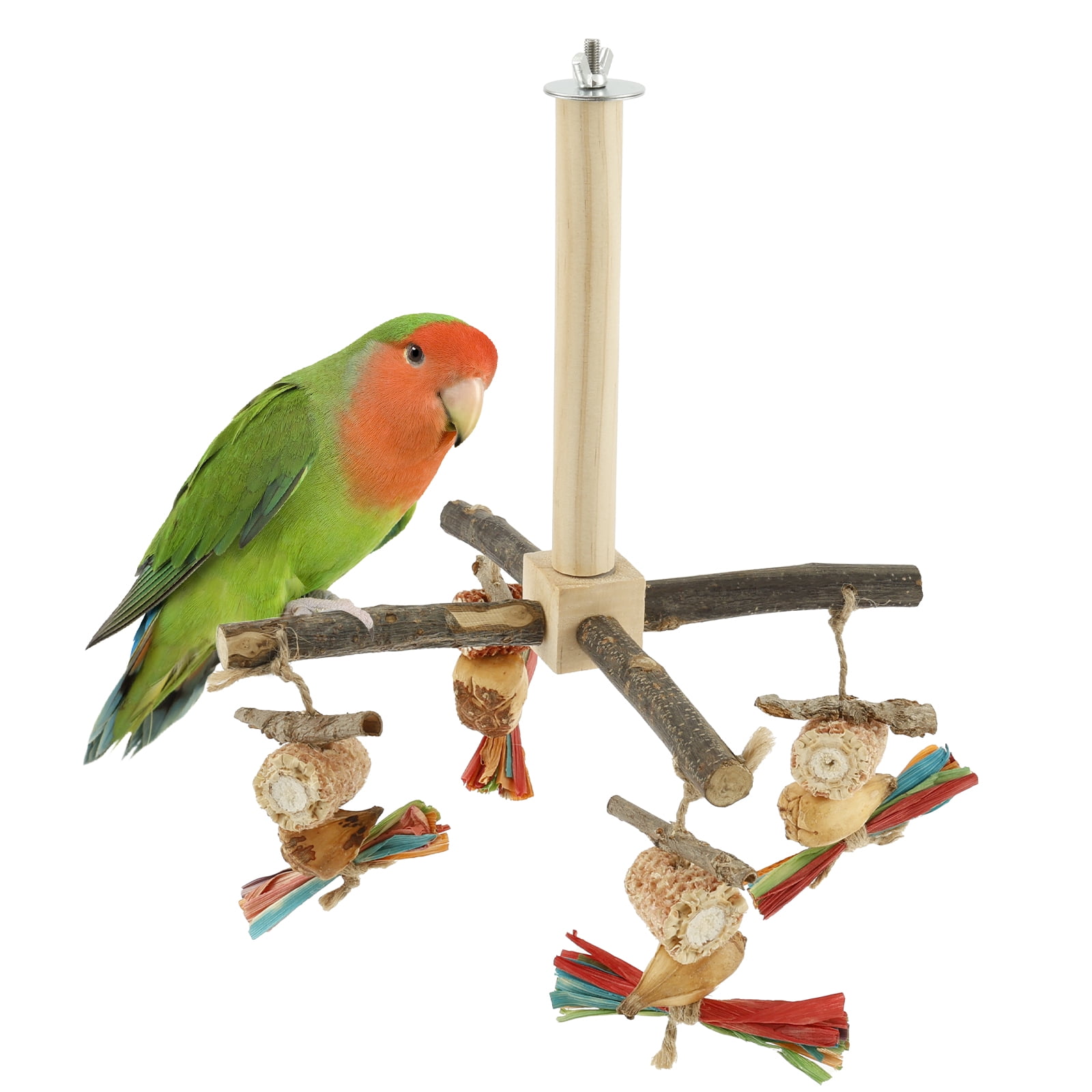 Wooden Bird Stand Perch Toy 360° Rotatable Parrot Exercise Standing ...