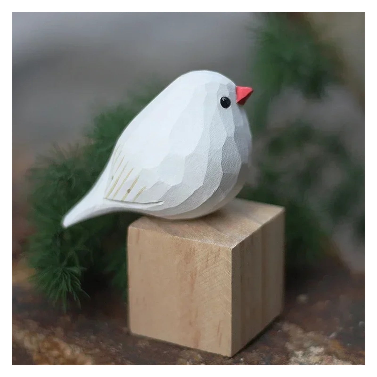 Wooden Bird Statue Decoration Ornaments Decorative Carved Wood Robin ...
