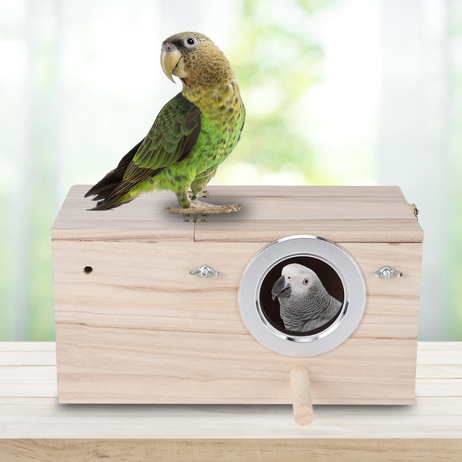 Wooden Birds Nest Box Cockatiels Bird Breeding Box House Decoration 1 ...