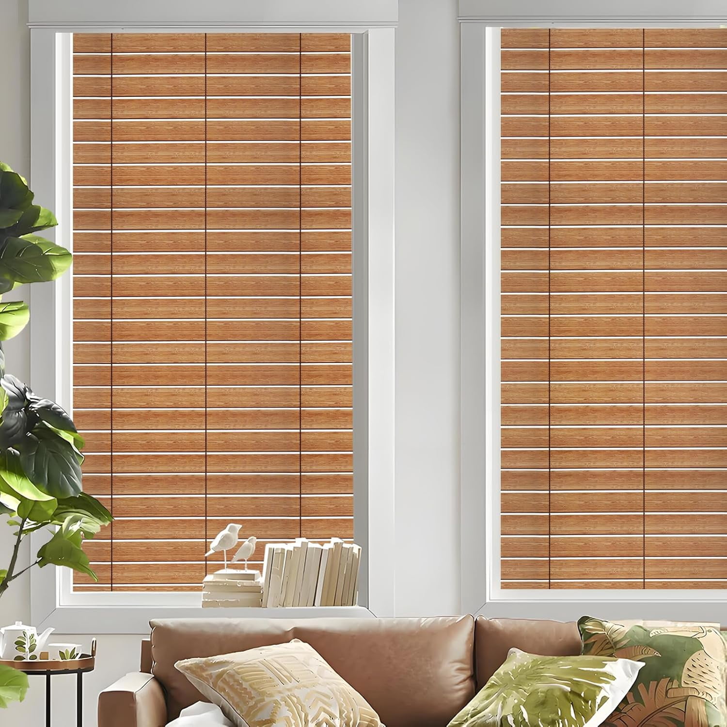 Wooden Blinds Pattern Decorative Window Privacy Film, Sun Blocking Heat ...