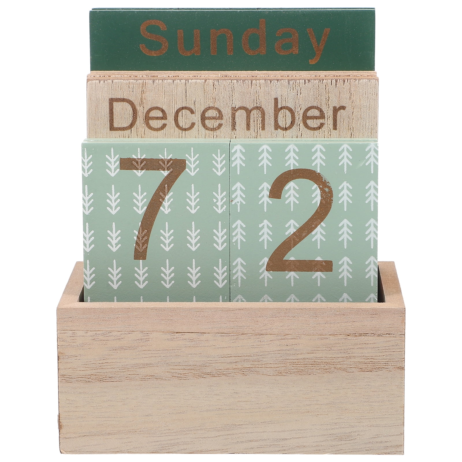 Wooden Block Calendar Desktop Removable Calendar Wooden Perpetual Desk ...