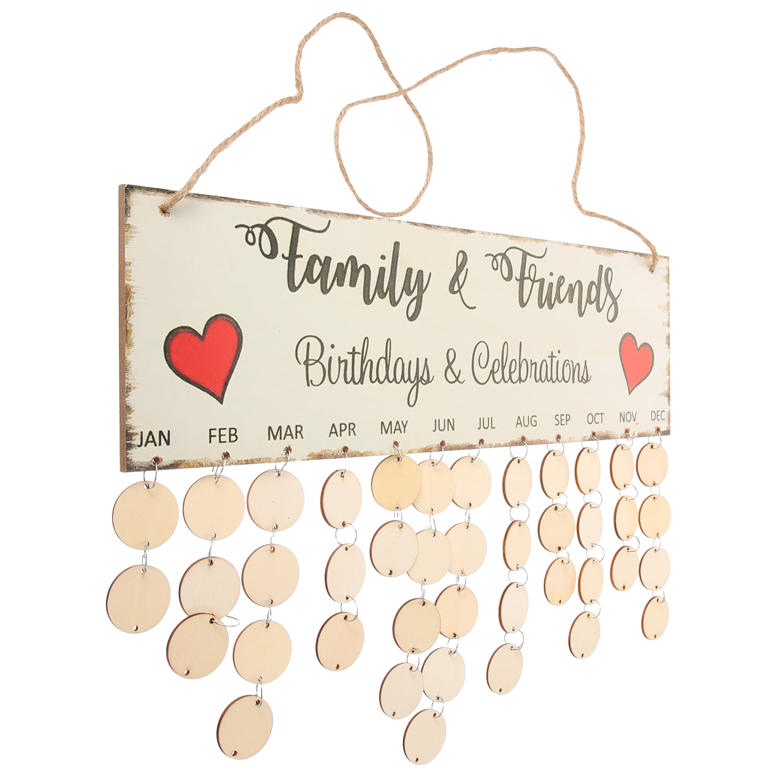 Wooden Block Wall Calendar Board with Birthday Chart and Family Tags ...
