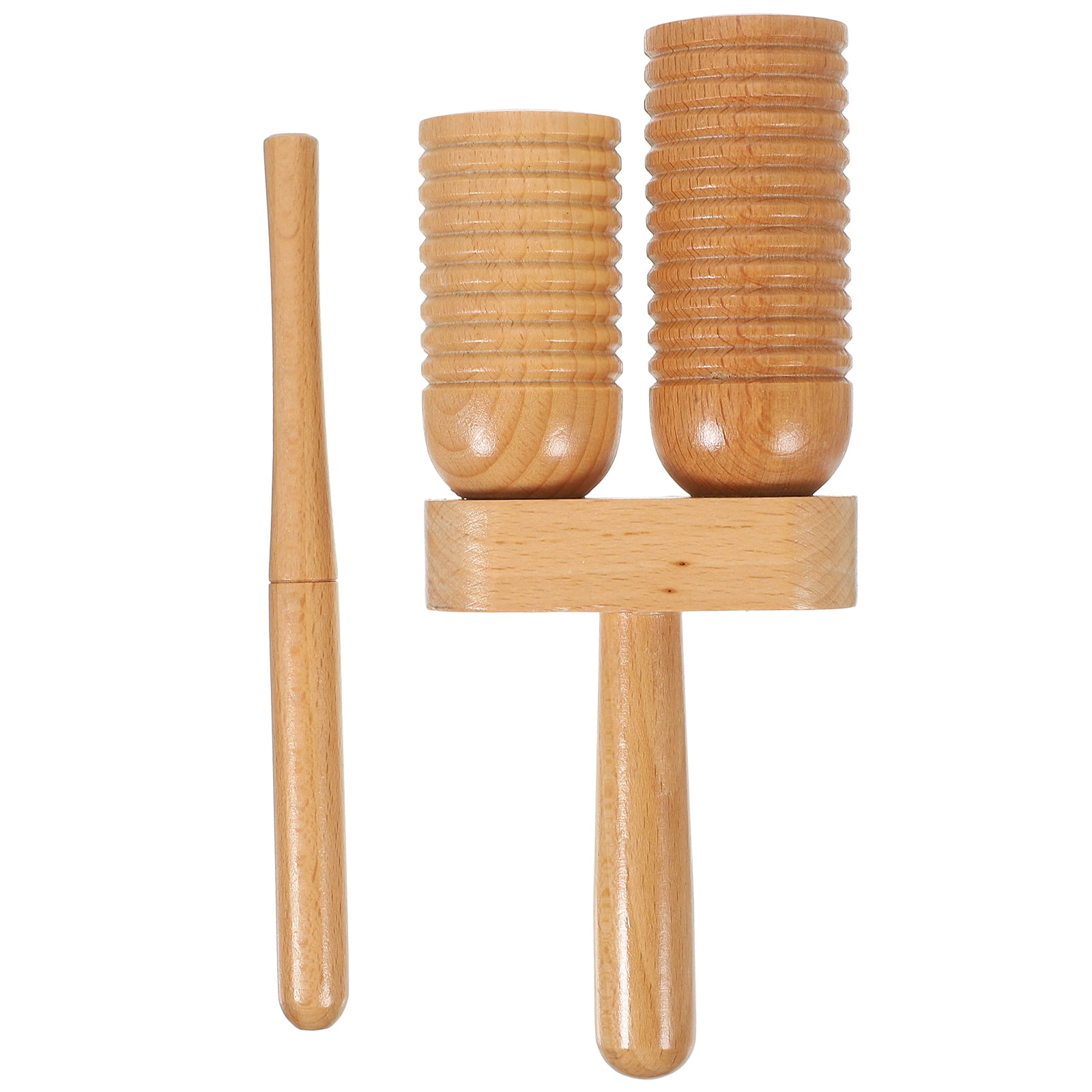 WHAMVOX 3Pcs Wooden Rhythm Block with Mallet Light Brown for Children ...