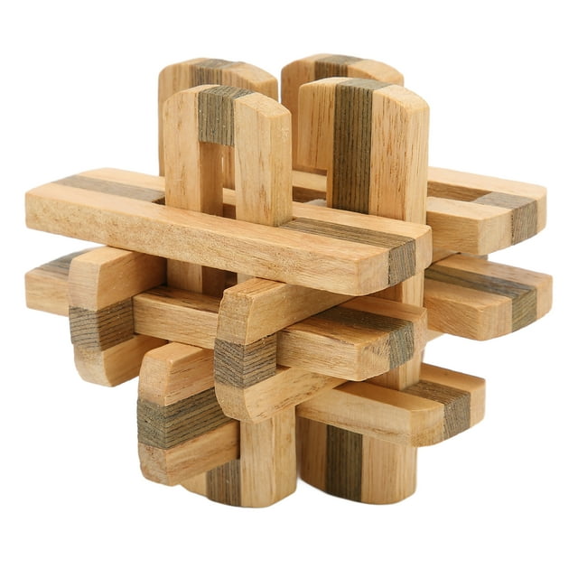 Wooden Blocks Brain Teaser Puzzles for Elderly 3D Interlocking Wood ...