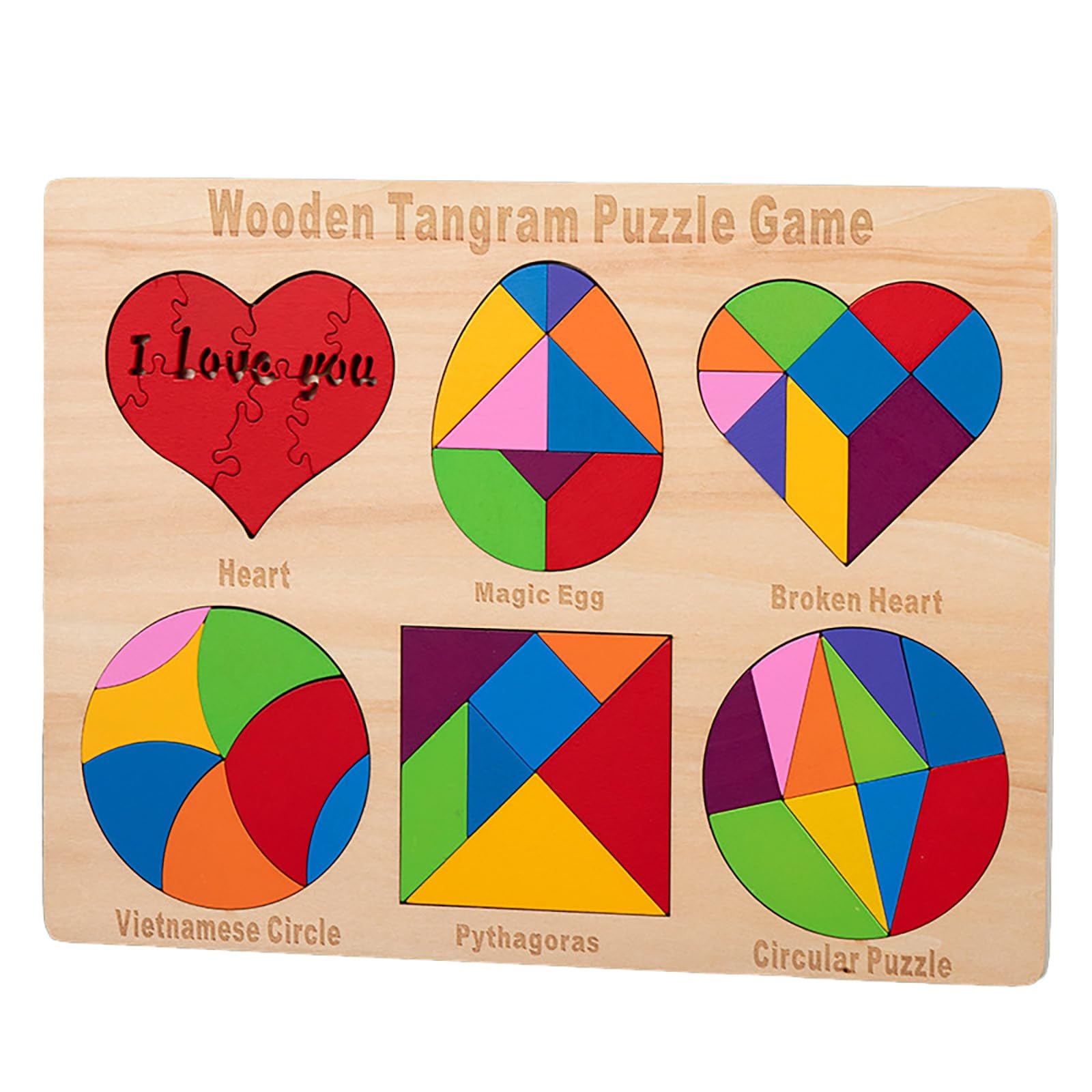 Wooden Blocks Puzzle Brain Teasers Toy BSL1 6 IN1Geometric Wooden ...