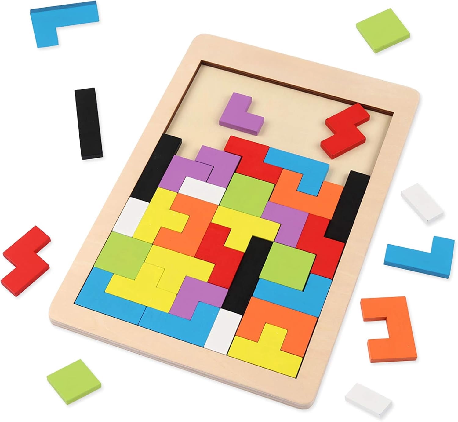 Wooden Blocks Puzzle Brain Teasers Toy Tangram Jigsaw Intelligence ...