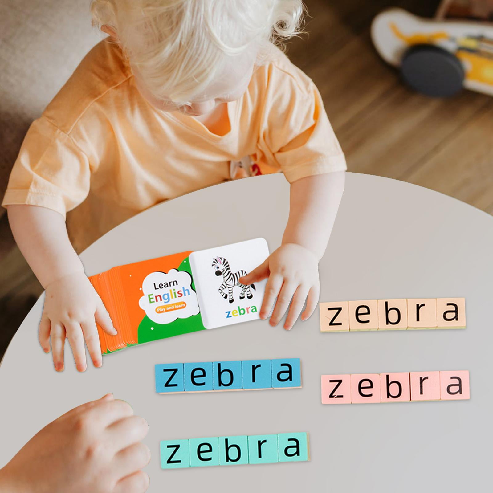 Wooden Blocks Spelling Game Matching Letter Game Improve Language ...