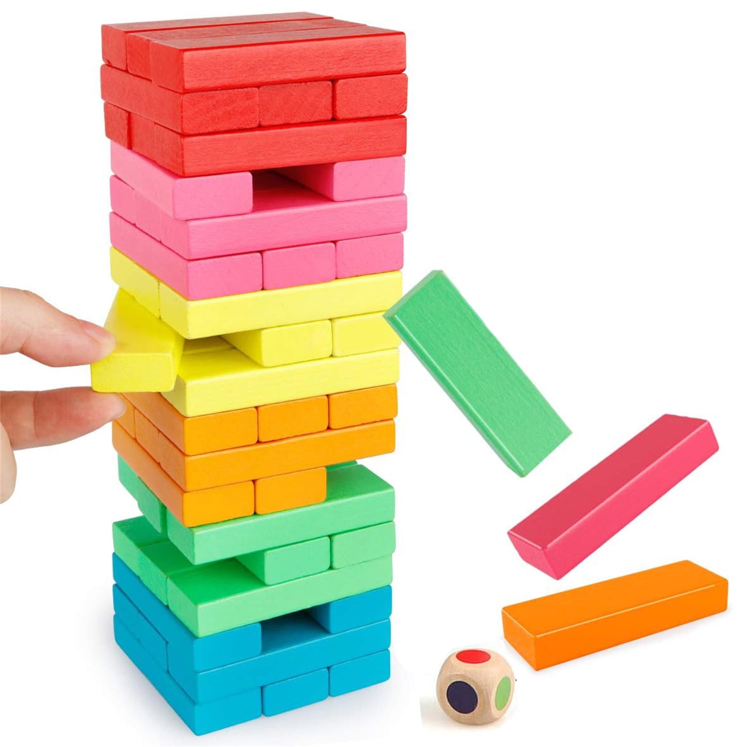Wooden Blocks Stacking Game,Happon 48Pcs Stacking Blocks Game for Kids ...