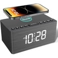 Wooden Bluetooth Speaker Alarm Clock with Fm Radio, Wireless Charging ...