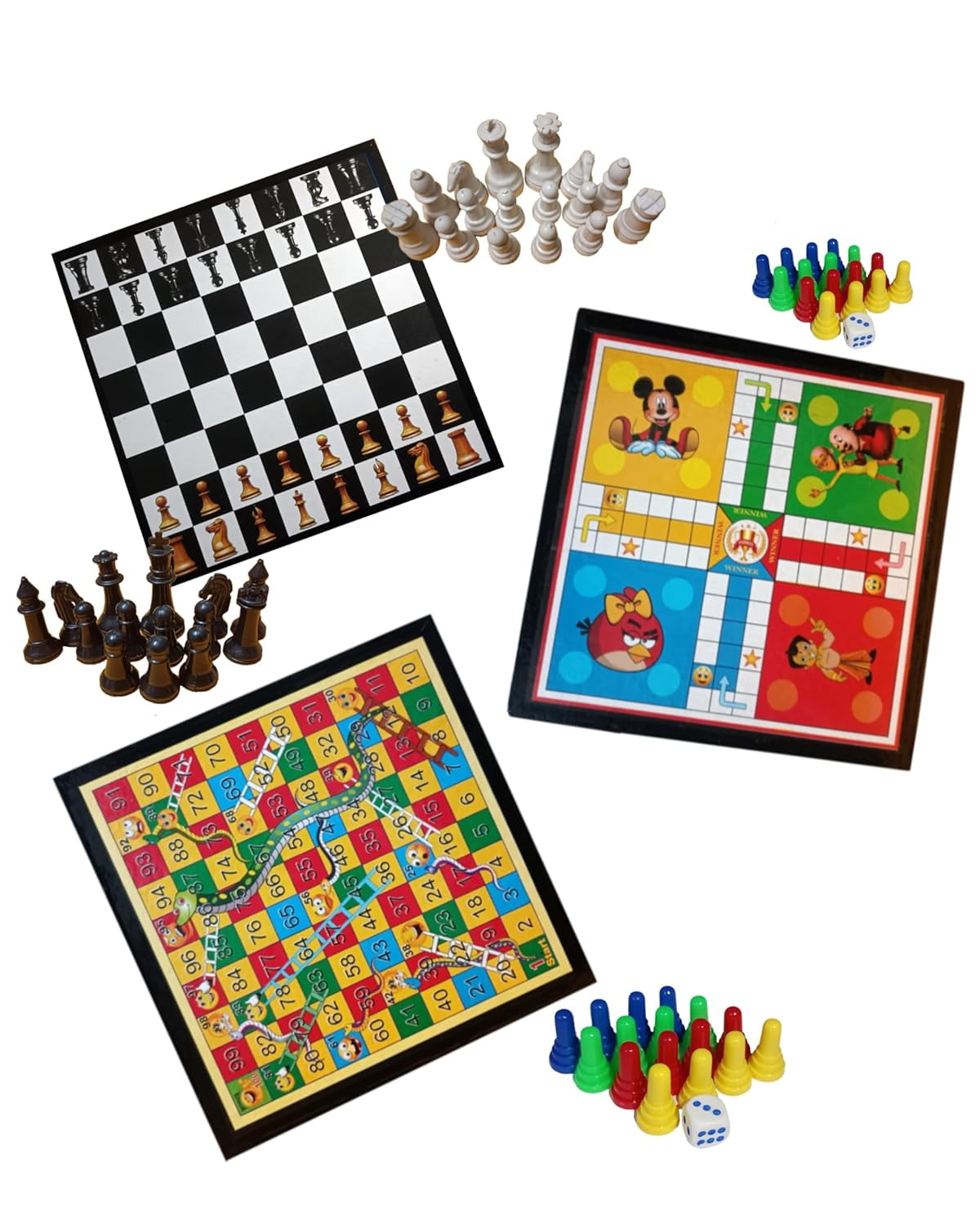 Wooden Board Game Set For Kids Adults, Tabletop Combo Classic Travel Portable Board Games (Ludo ...