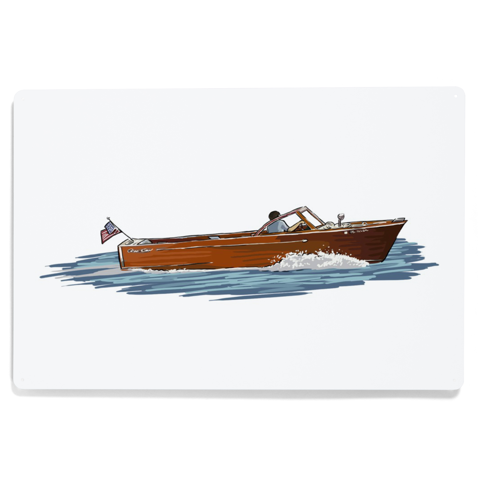 Wooden Boat, Icon (12x18 Aluminum Art, Indoor Outdoor Metal Sign Decor ...