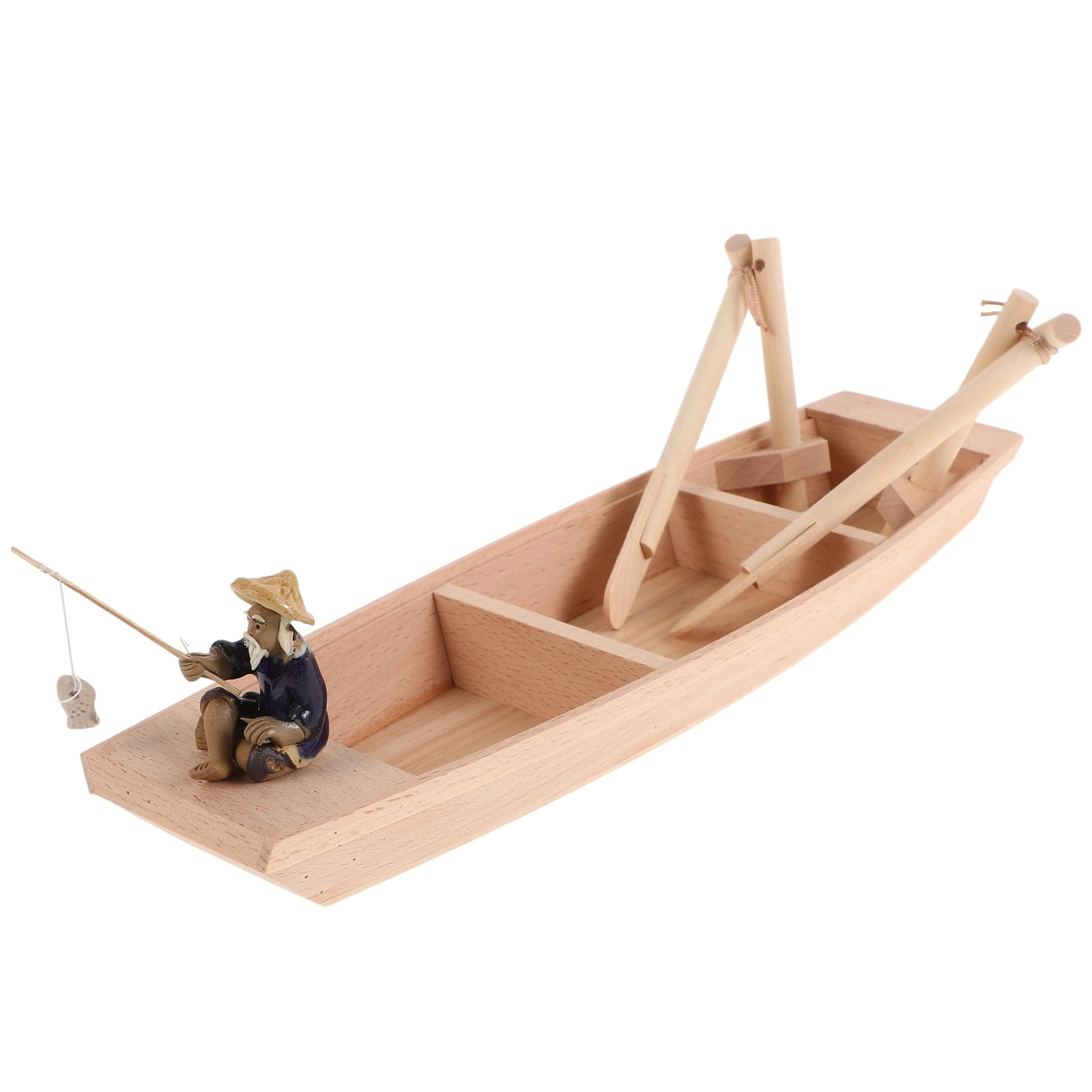 Wooden Boat Model Ornament Small Sailboat Decor Toy Fishing Boat Small ...