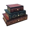 Wooden Book Shaped Decorative Box Featuring A Functional Drawer For ...