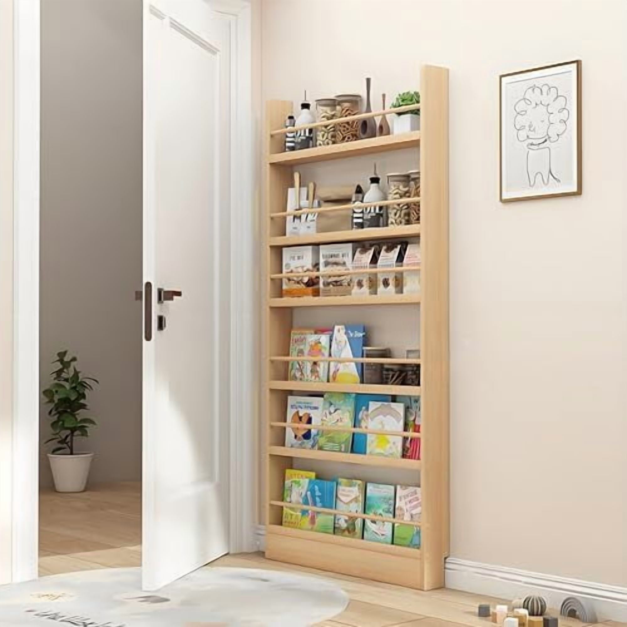 Wooden Book Shelf, 3/4/5/6 Tier Behind The Door Bookshelf, Floor ...