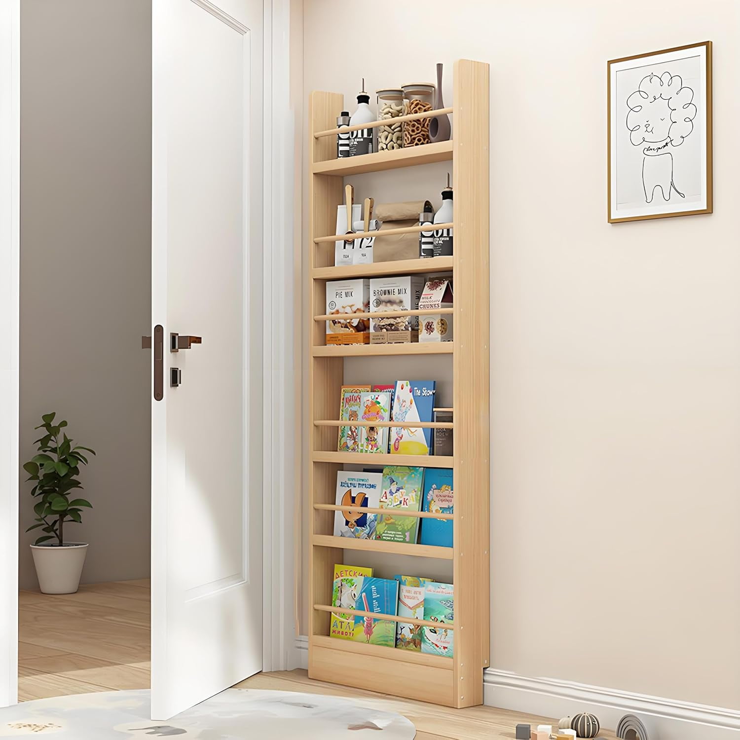 Wooden Book Shelf, 3/4/5/6 Tier Behind The Door Bookshelf Wood Color 23 ...