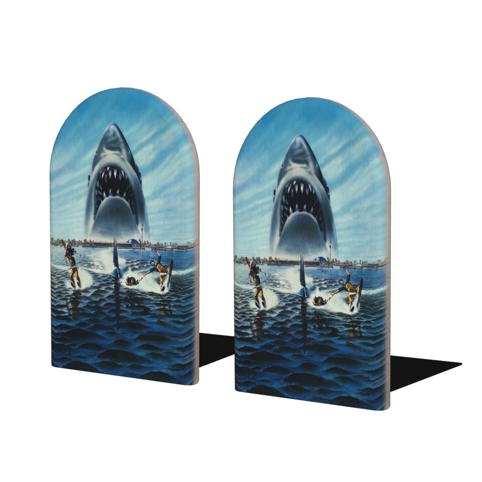 Wooden Bookends Jaws Bookend For Shelves Decorative Cds Books Holder ...