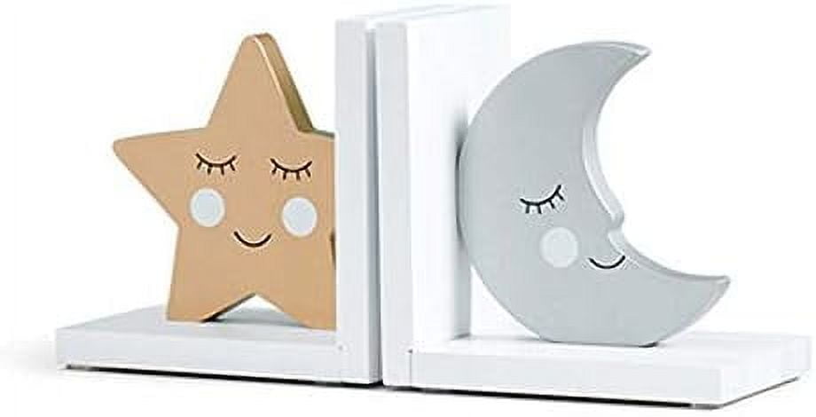 Wooden Bookends for Kids Moon & Thematic Bookends for Kids Nursery Room ...