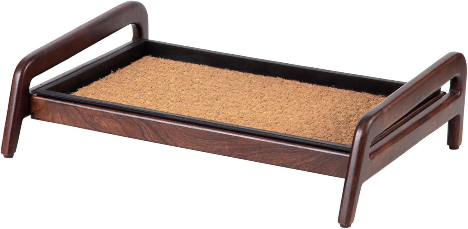 Wooden Boot and Shoe Tray Stand with Coir Insert, 1 Tier, Holds 2 Pair ...