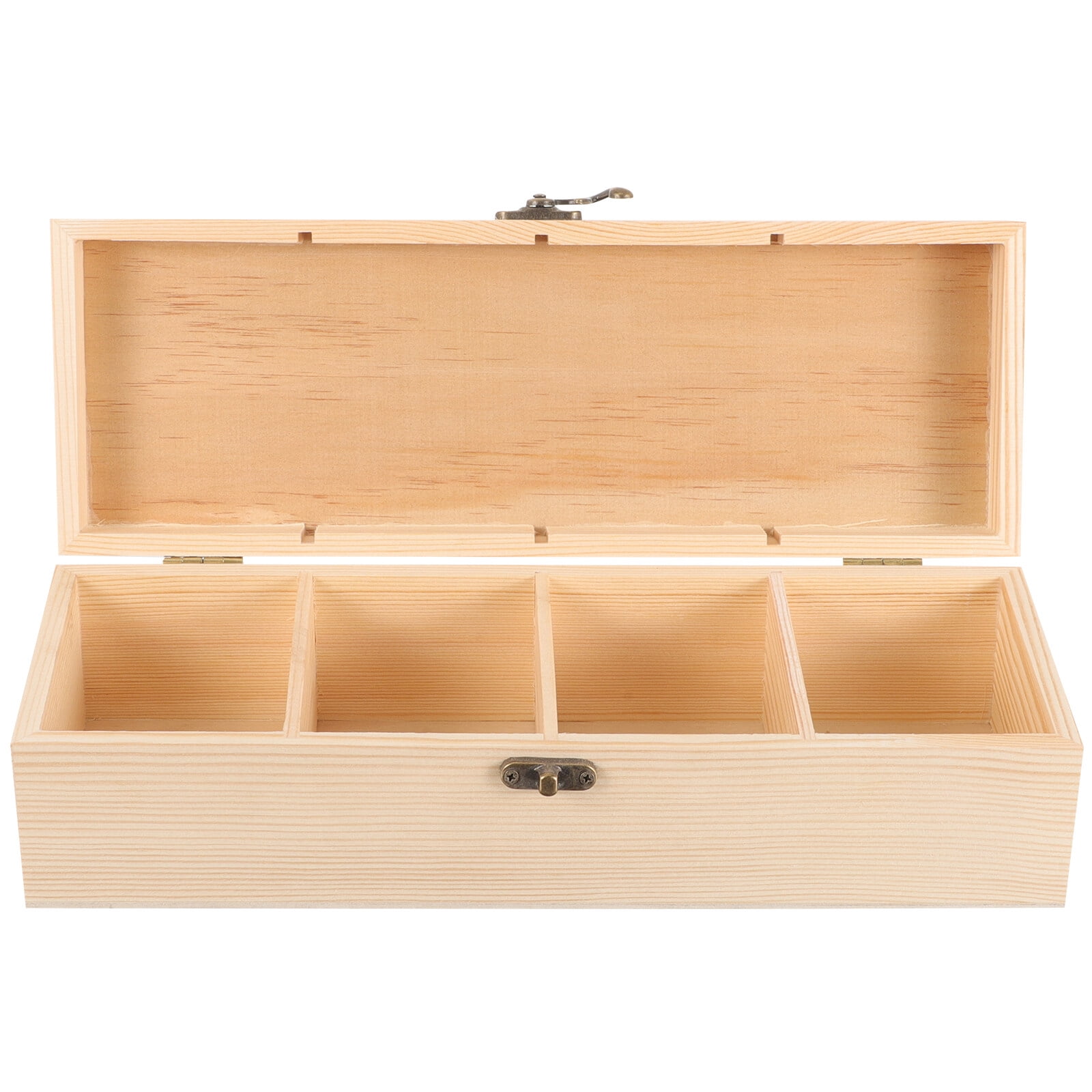 Wooden Box 4-slot Wood Crate Unfinished Mini Wooden Jewelry Box Case ...