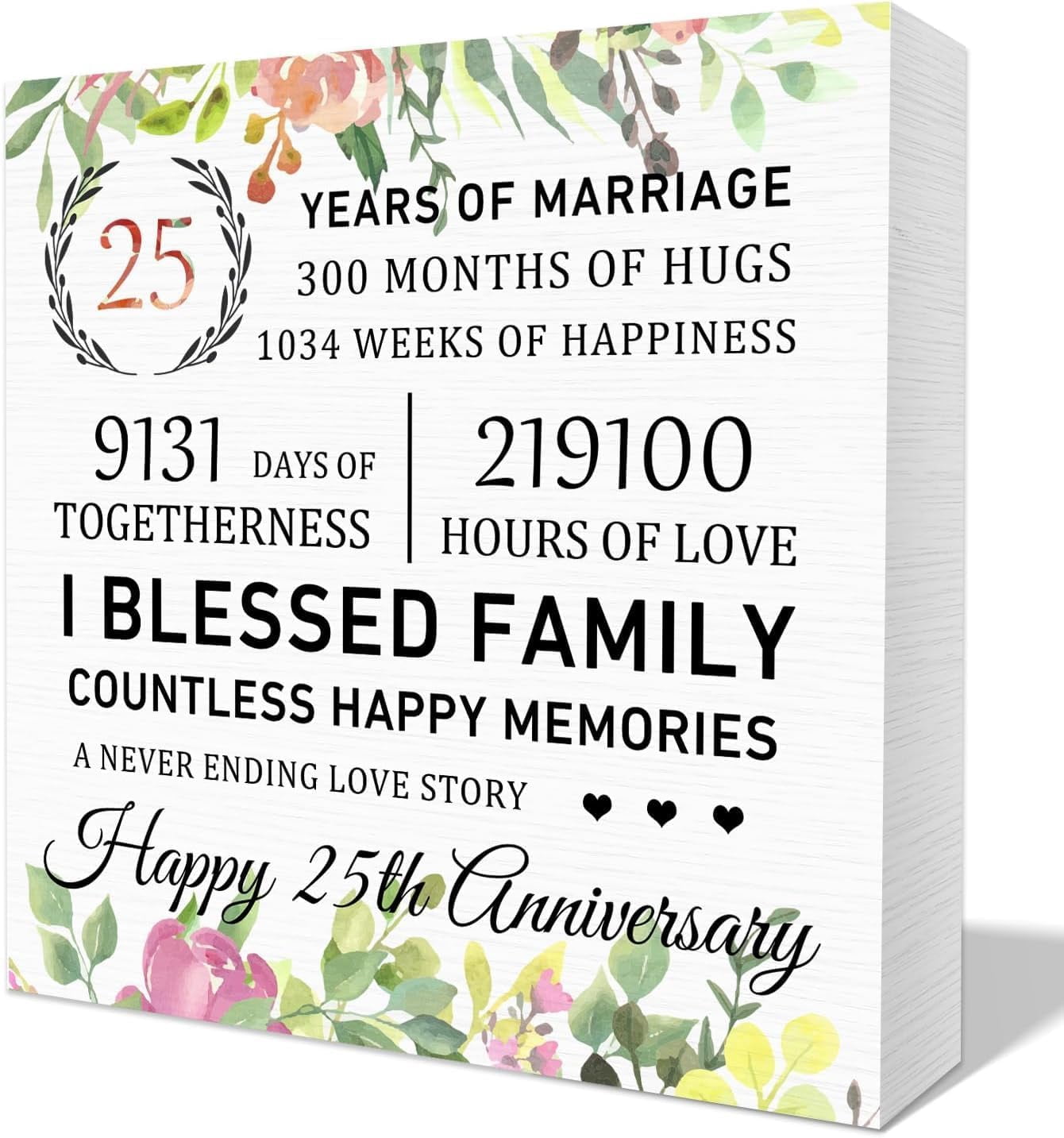 Wooden Box 5x5 Inch 25th Anniversary Keepsake Wood Box Sign Gifts For ...