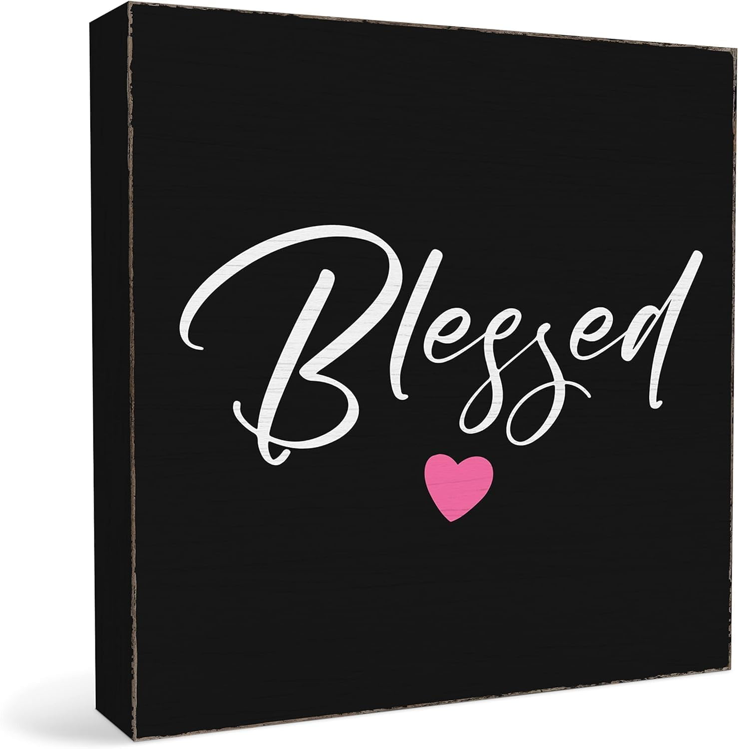 Wooden Box 5x5 Inch Blessed Black Wood Block Plaque Box Signs, Blessed ...