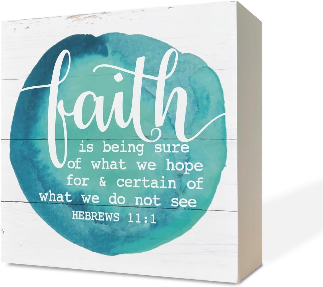 Wooden Box 5x5 Inch Christian Wooden Box Sign Desk Decor Bible Verse ...