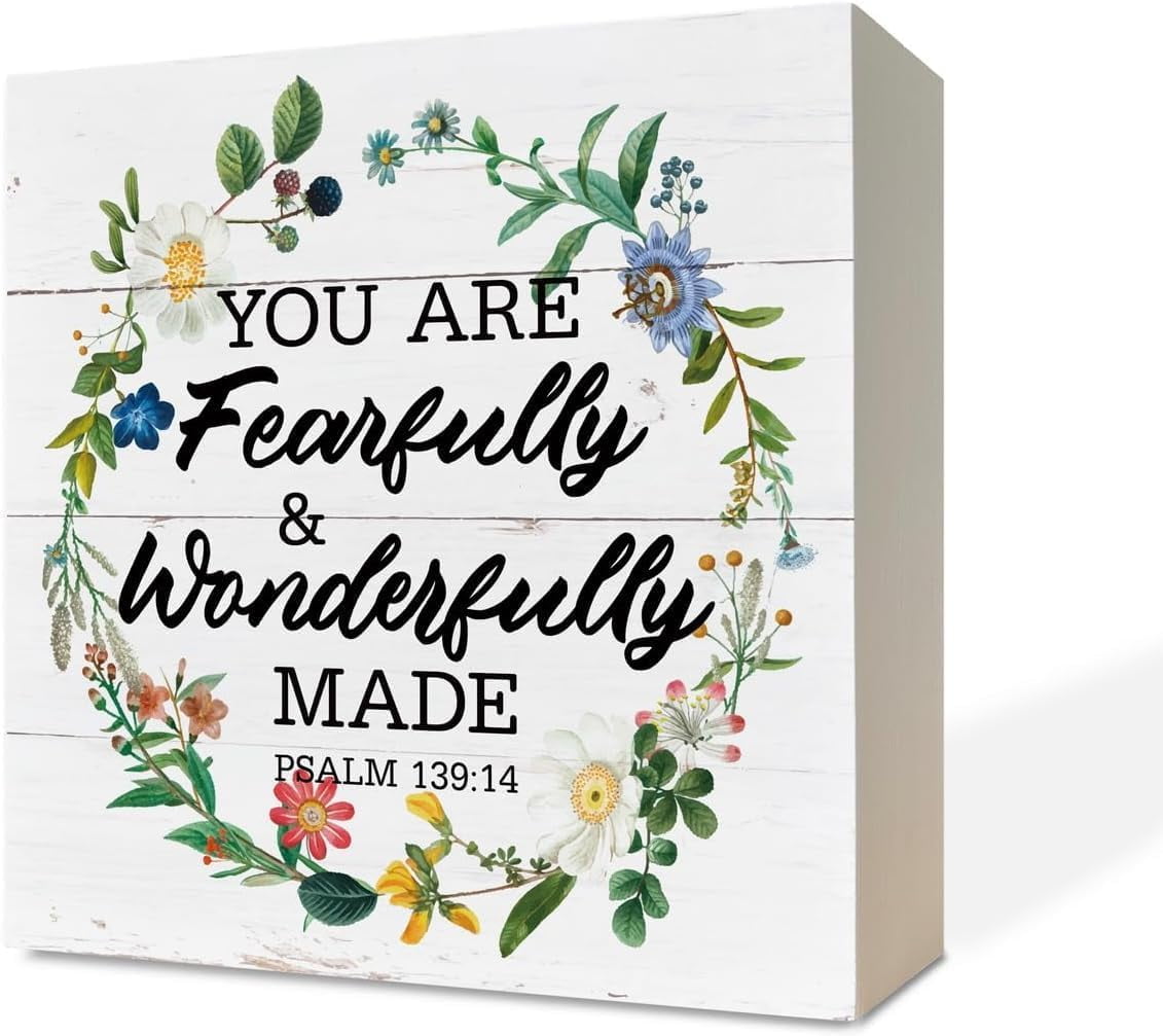 Wooden Box 5x5 Inch Christian Signs Bible Verse Psalm 139:14 You Are ...