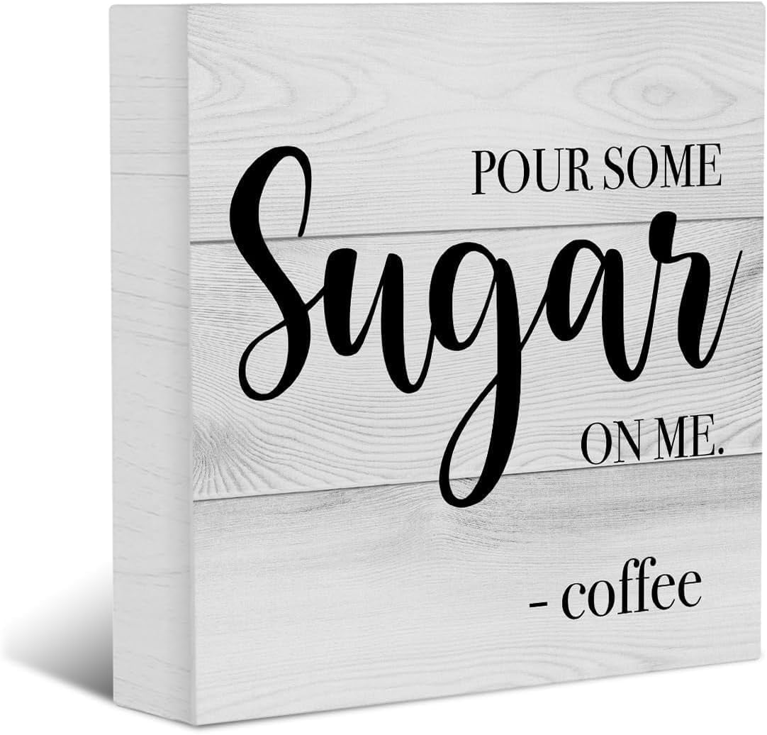 Wooden Box 5x5 Inch Coffee Bar Sign Decor Signs Plaques Desk Decor ...