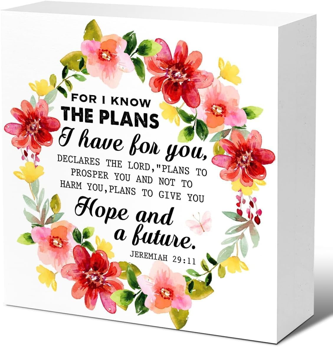 Wooden Box 5x5 Inch For I Know The Plans I Have For You Wood Block Sign ...