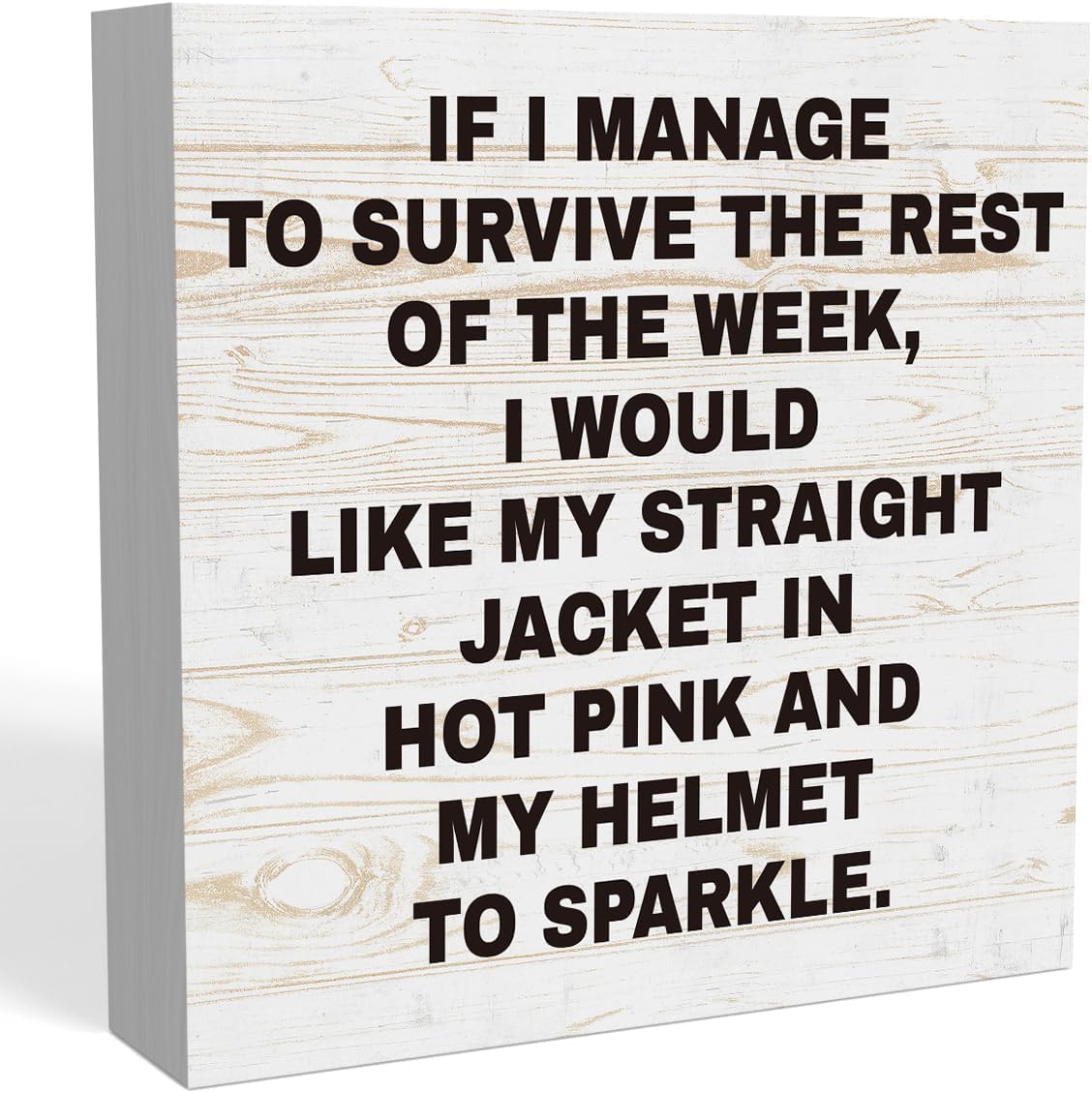 Wooden Box 5x5 Inch Funny Office Decorations Wood Box Sign Rustic Desk ...