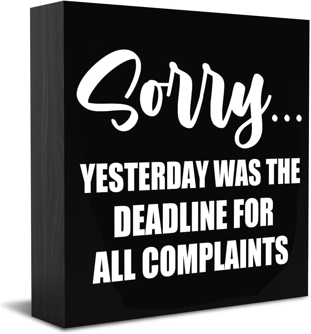 Wooden Box 5x5 Inch Funny Wooden Box Sign For Home Office Desk Shelf ...