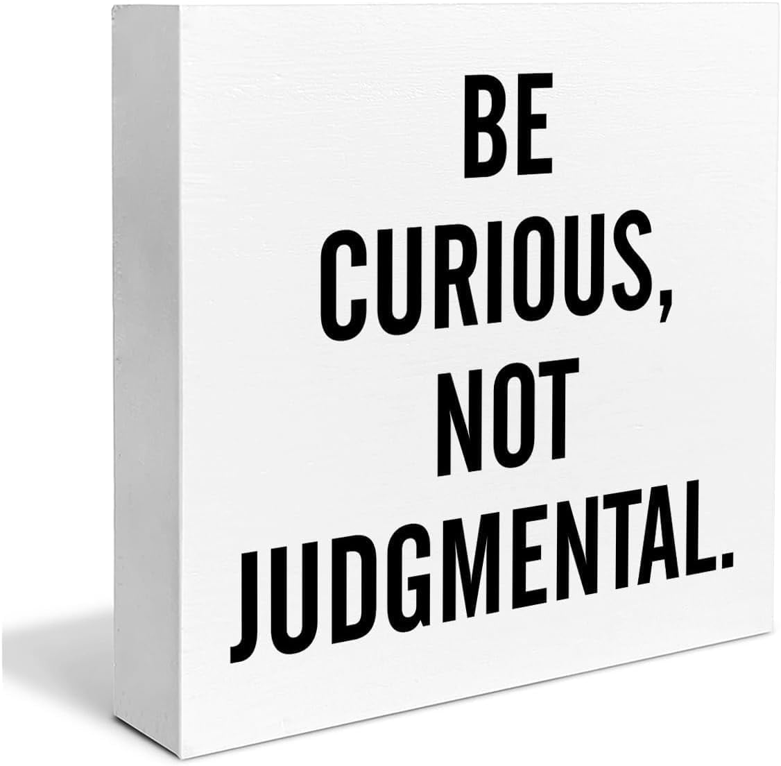 Wooden Box 5x5 Inch Inspirational Quote Box Sign Home Decor Be Curious ...