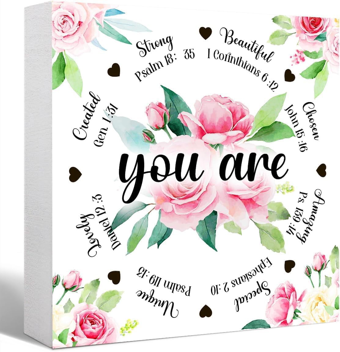 Wooden Box 5x5 Inch Inspirational Wood Box Sign Christian Wooden Block ...