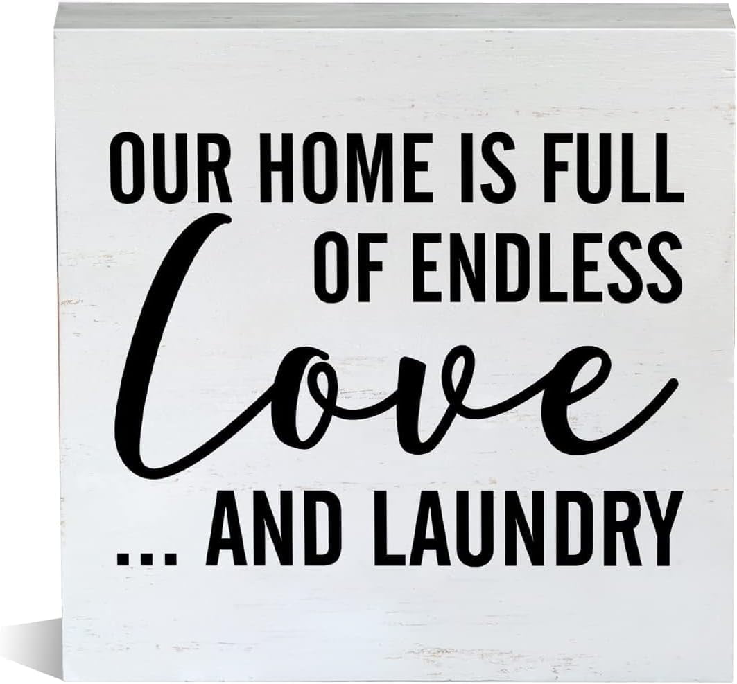 Wooden Box 5x5 Inch Laundry Room Wooden Box Sign Rustic Style Endless ...