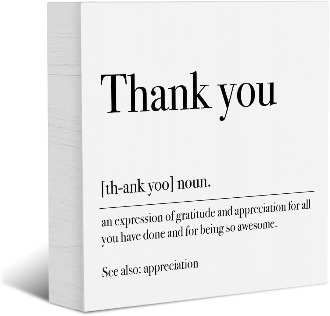 Wooden Box 5x5 Inch Motivational Thank You Definition Decor ...
